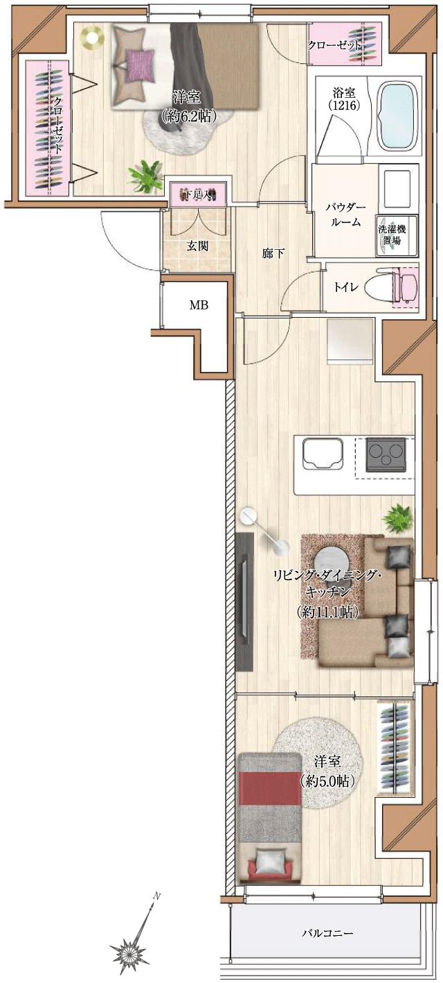 【SUUMO】間取り図（A'(2LDK)）詳細 - LEXE AZEST横濱関内 | 新築マンション・分譲マンション物件情報