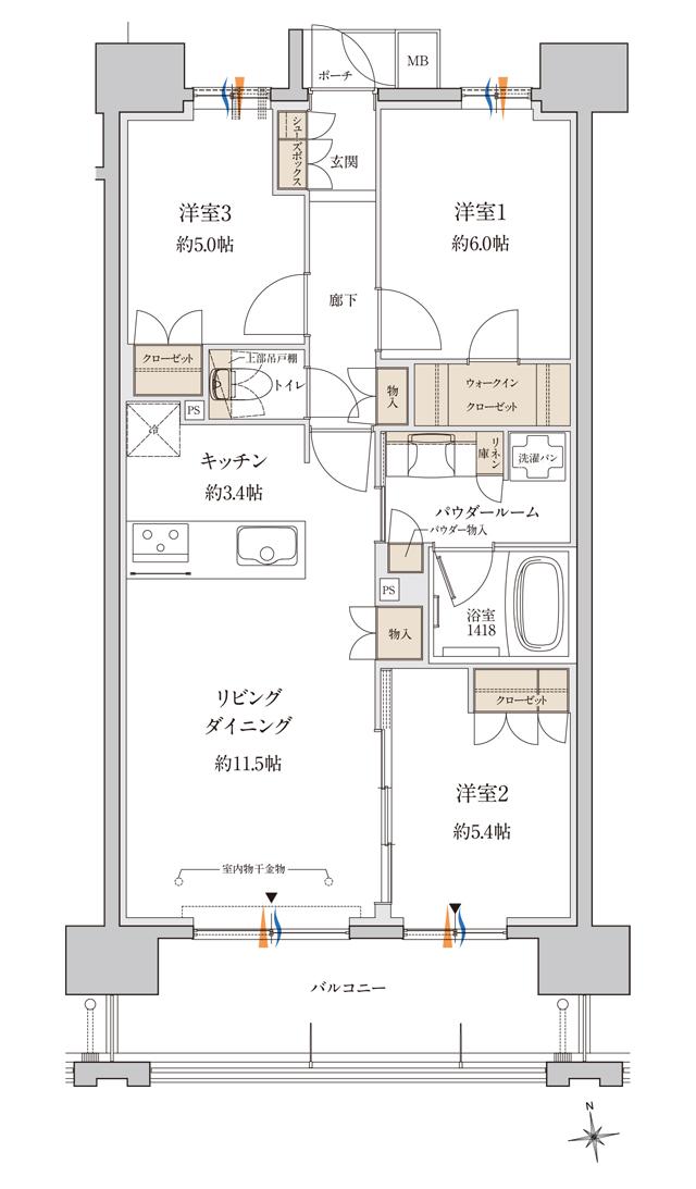 【SUUMO】間取り図（B）詳細 - MJR鹿児島中央駅前ザ・ガーデン | 新築マンション・分譲マンション物件情報
