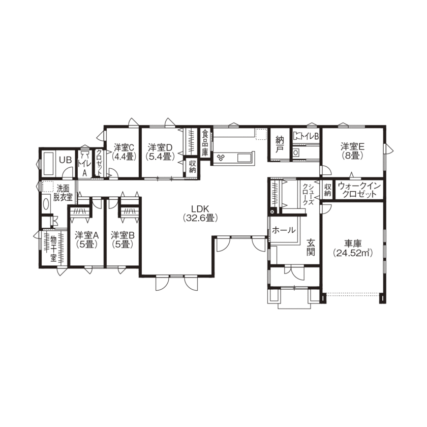 【SUUMO】 【5LDK×ビルトインガレージ×平屋】家族の存在を身近に感じ、ゆとりある平屋建ての住まい - 寿建設 の建築実例詳細 | 注文住宅