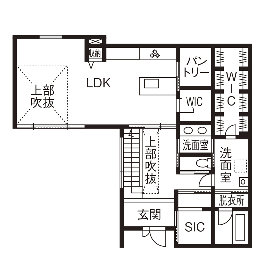 【SUUMO】 【3000万円台/47坪台/間取り図】5m超の吹抜けリビング×家事ラク動線。ホテルライクと実用性の両立空間 - アールギャラリー(アールプランナー) 新宿ショールームの建築実例 ...