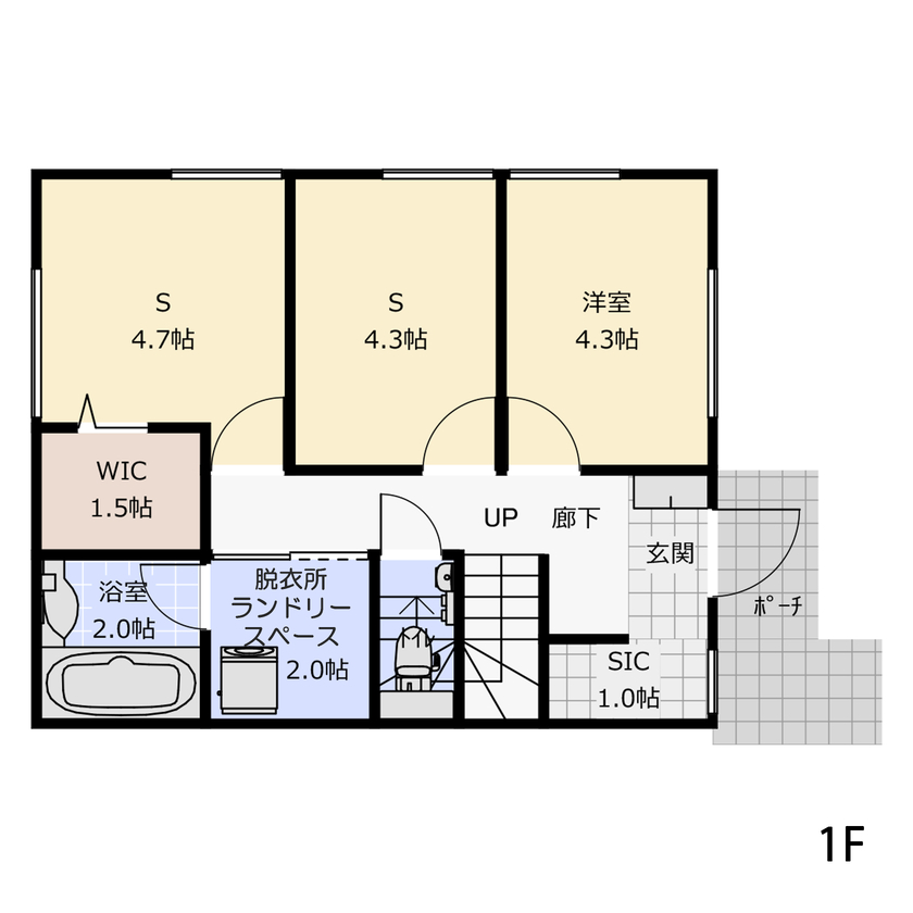 【SUUMO】 【S-PLAN/1LDK＋2S+WIC＋小屋裏収納/間取り図有】収納力の高い26坪のコンパクトなお住まい - 大成住宅 川越ハウジングギャラリーの建築実例詳細 | 注文住宅