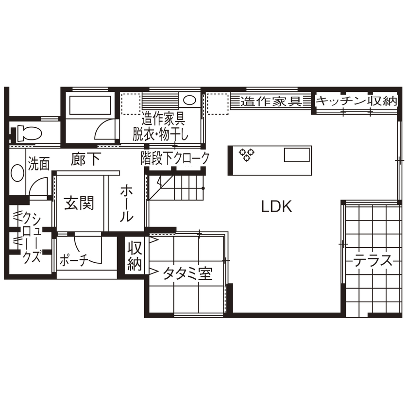 【SUUMO】 【1000万円台/おしゃれ/30坪台/4LDK/間取り図】子育ても家事も楽しむ家。モノトーンの美しさと機能性が魅力 - クラフトホーム 本社の建築実例詳細 | 注文住宅