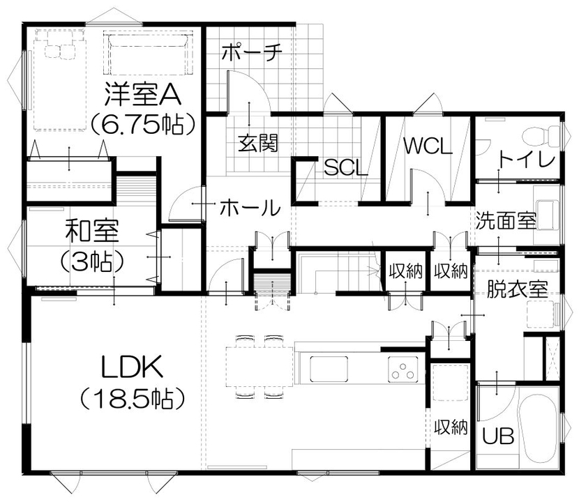 【SUUMO】 【苫小牧市/20代の家づくり/5LDK間取図/小上がり/庭】子育て家族もスマートに暮らせる収納充実プランの家 - 住研ハウス の建築実例詳細 | 注文住宅