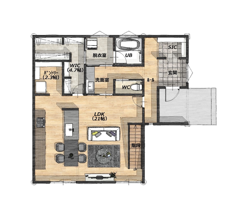 【SUUMO】 【3LDK/モダン/回遊動線】洗練されたデザインと暮らしやすい回遊動線のある住まい - NJ HOME/なかむら住宅 の建築実例詳細 | 注文住宅