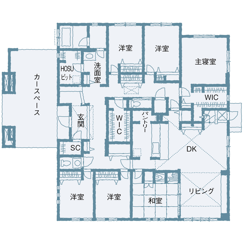 【SUUMO】 【3800万円台/50坪台/間取り図有/2世帯住宅】3世帯が暮らす全館空調の平屋 - ウィザースホーム の建築実例詳細 | 注文住宅