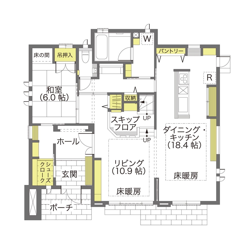 【SUUMO】 【吹き抜け／スキップフロア／間取図有】たくさんの居場所をつなぐ大空間。心地よさも笑顔も広がるわが家 - ウィザースホーム の建築実例詳細 | 注文住宅