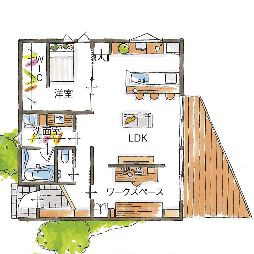 【SUUMO】 【1000万円台×平屋×22坪｜間取り有】個性あふれるワークスペースを設けた白の平屋。冬暖かくコスパに感服 - シンプル工務店 六条スタジオの建築実例詳細 | 注文住宅