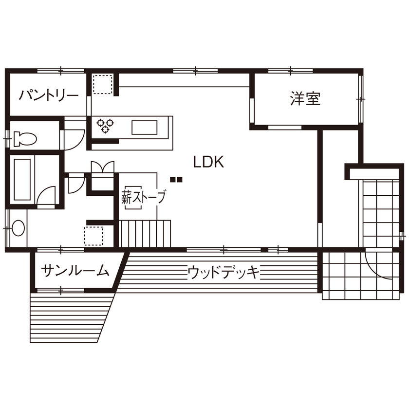 【SUUMO】 【2LDK・薪ストーブ・家事動線・建築士設計】ミニマルだから映える素材 余白が心地よい大空間の家 - サンプロ の建築実例詳細 | 注文住宅