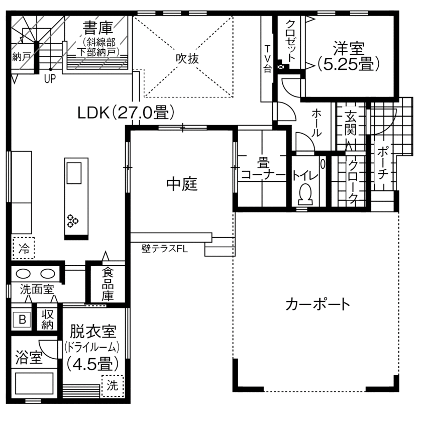 【SUUMO】 【千歳市／6LDK間取図】室内に光と風を招く中庭のある家。独自のデザイン＆設計力で圧倒的な心地よさを実現 - プエルダホーム 札幌支店の建築実例詳細 | 注文住宅