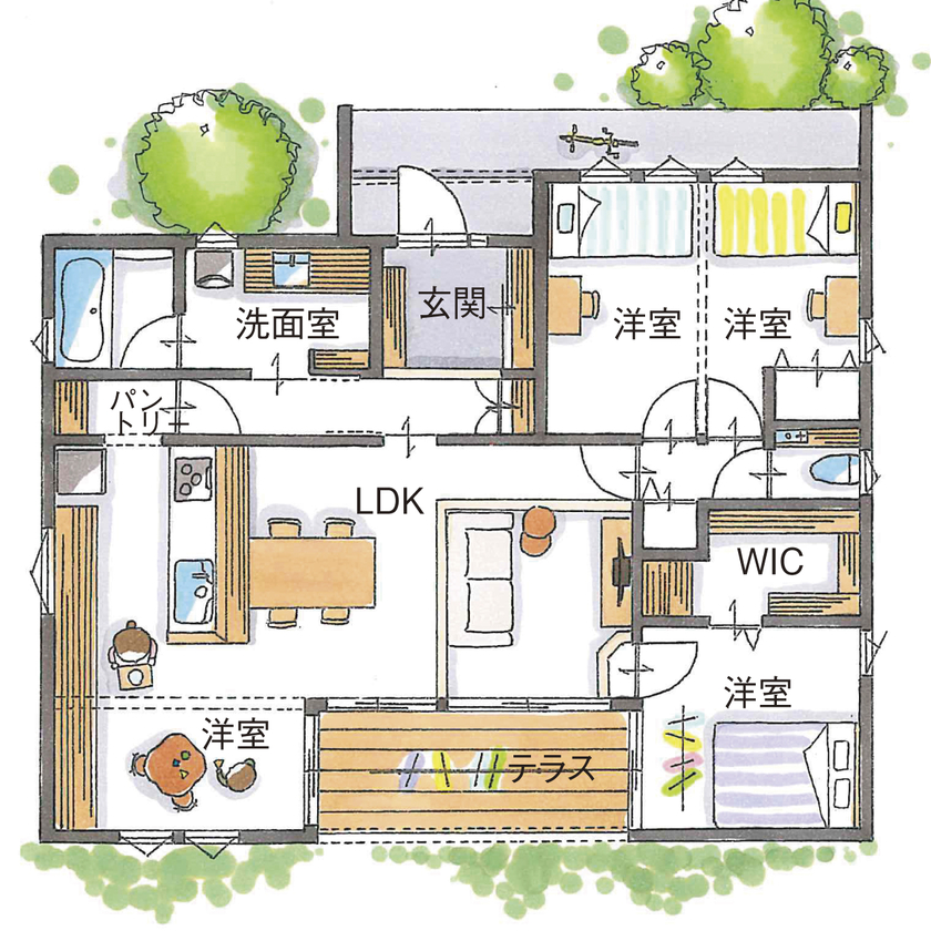 【SUUMO】 【1000万円台×平屋×27坪/間取り図有】甘さを抑えた大人可愛い平屋。効率的な間取りで回遊動線や遊び場も - グランハウス 一級建築士事務所 茜部オープンスタジオの建築実例 ...