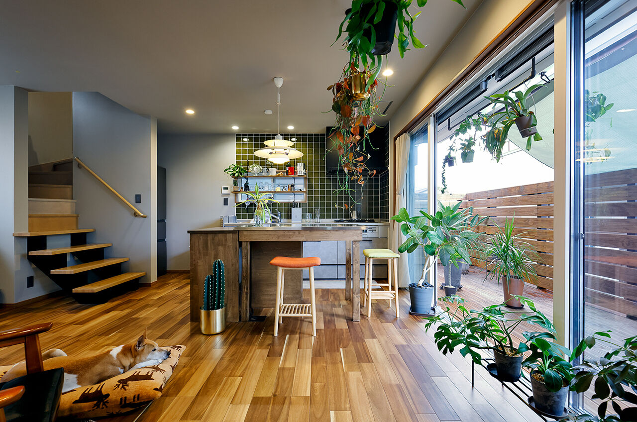 【SUUMO】 【3000万円台/20坪台/2階建て/リメイク家具/SE構法】ペットと一緒にアウトドアリビングを愉しむ家 - ハウステックス 本社の建築実例詳細 | 注文住宅