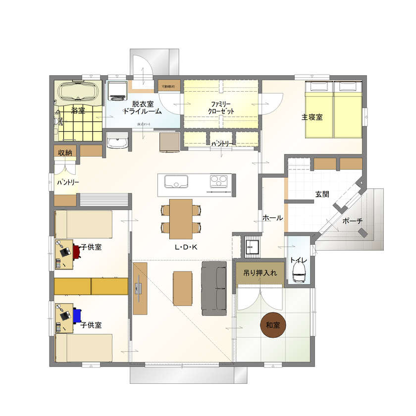 【SUUMO】 【4LDK×平屋】廊下を極力なくした、無駄のない効率動線の平屋 - 丸和建設 の建築実例詳細 | 注文住宅