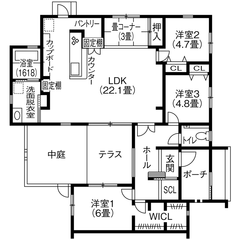 【SUUMO】 【間取図有／2500万円台／33坪／3LDK／中庭】美しい家具が空間を引き立てる、ZEH仕様のお洒落な平屋 - ＋RICCO 一級建築士事務所 の建築実例詳細 | 注文住宅