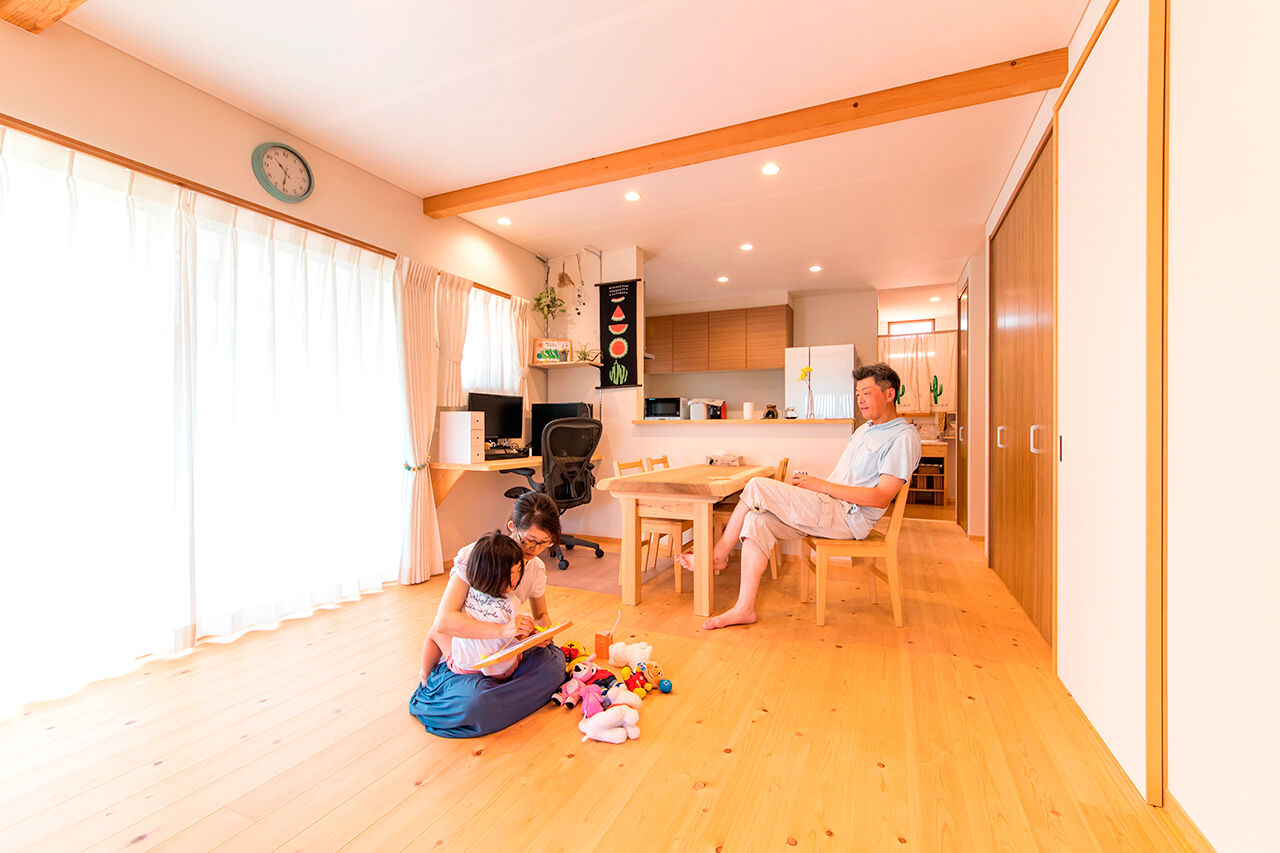 【SUUMO】 【掛川市｜30坪未満の平屋×子育て間取り】土間でのDIYが楽しみ。伸びやかに子育てできるコンパクトな平屋 - 福工房 静岡南展示場の建築実例詳細 | 注文住宅