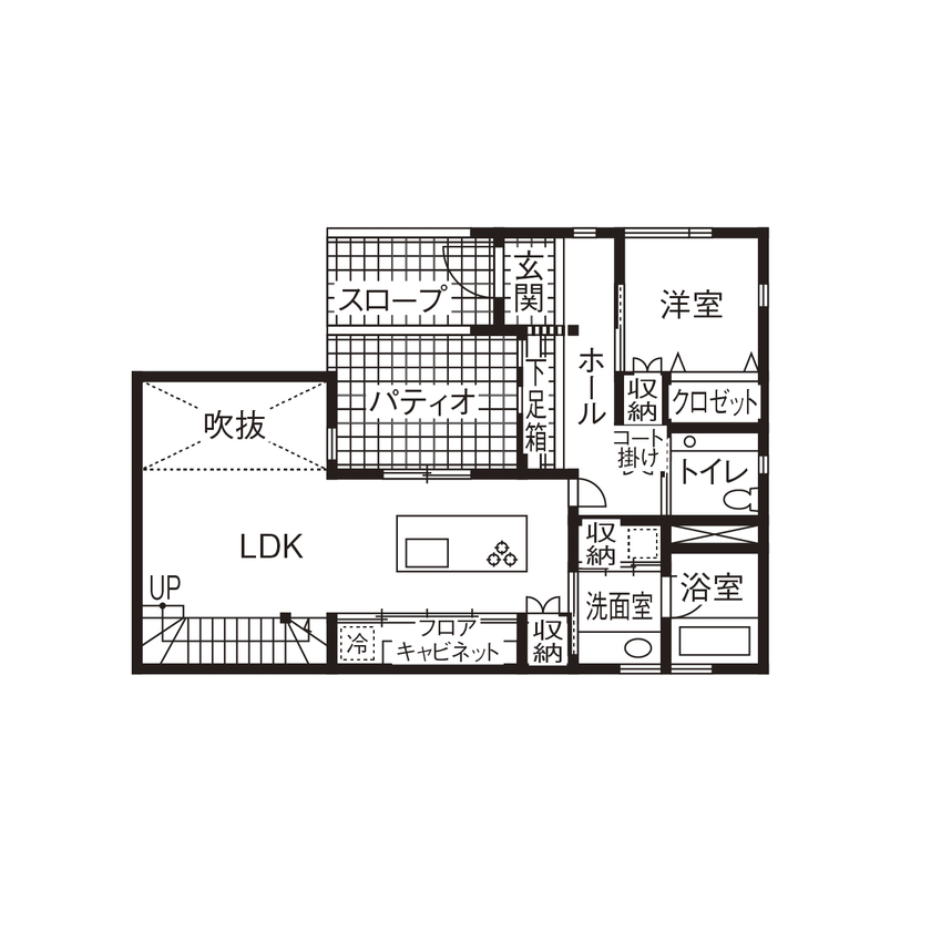 【SUUMO】 【札幌市/パティオ/4LDK間取図】中庭のメリット＋コの字型、工夫に満ちたプライベート空間 - ID アーキテクチャル アトリエ 東雁来モデルの建築実例詳細 | 注文住宅
