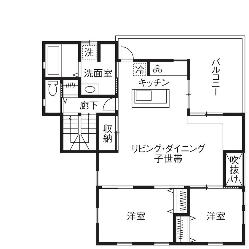 【SUUMO】 【3300万円/48坪/間取り図/バルコニー】秘密基地のような小屋裏、家庭菜園とみんなが楽しめる二世帯住宅 - スタジオCoCo-Li 一級建築士事務所 の建築実例詳細 | 注文住宅