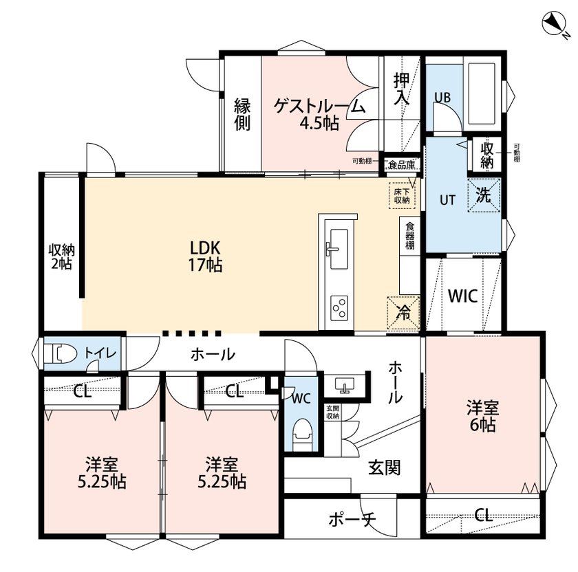 【SUUMO】 【平屋/2000～2500万円/4LDK間取り図有/31.5坪】室内の縁側で家族と過ごす、ファミリータイプの平屋を実現 - アーキテックプランニング の建築実例詳細 | 注文住宅