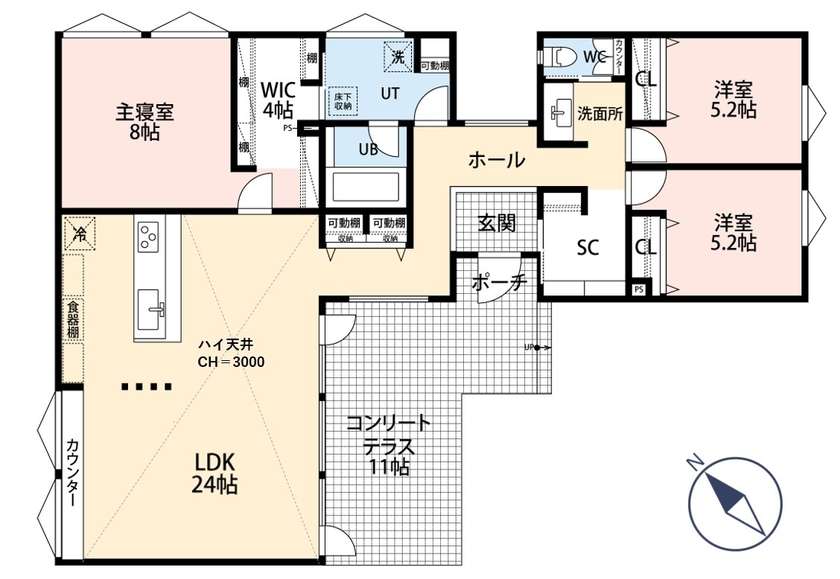 【SUUMO】 【平屋/3217万円/3LDK間取り図有/33.07坪】ハイ天井や大きな窓で解放感を演出したデザイン住宅 - アーキテックプランニング の建築実例詳細 | 注文住宅