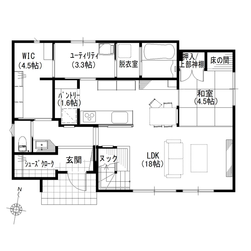 【SUUMO】 【氷見市/4LDK/36.4坪/吹抜け/間取り図あり】吹抜けで大きな窓から光が差し込む明るい家 - デキノヤホーム の建築実例詳細 | 注文住宅