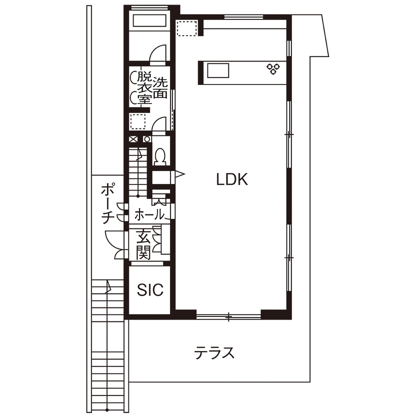 【SUUMO】 【57.8坪/ガレージ/間取り有】道路より高い敷地を有効活用。LDKとテラスがシームレスにつながる上質な家 - ハビの家 の建築実例詳細 | 注文住宅