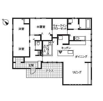 【SUUMO】 【35坪/夫婦＋子ども1人/間取り図あり】勾配天井が開放感をもたらす平屋の暮らし 写真10点掲載 - ダイワハウス の建築実例詳細 | 注文住宅