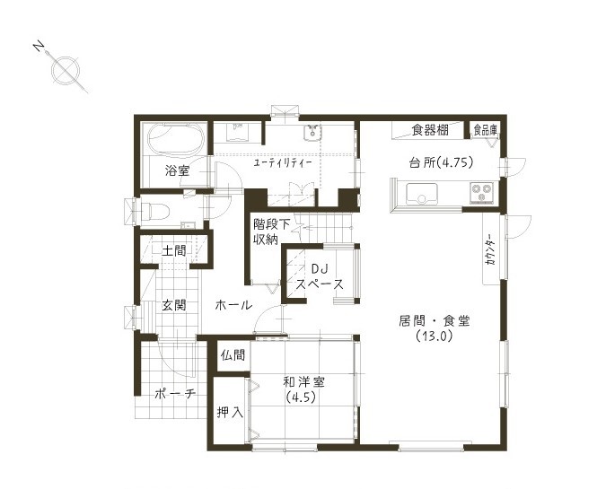 【SUUMO】 【2000万円台/37坪/間取図/4LDK】一人のときも、家族や友人と過ごすときも楽しめる、DJブースがある家 - 豊栄建設 の建築実例詳細 | 注文住宅